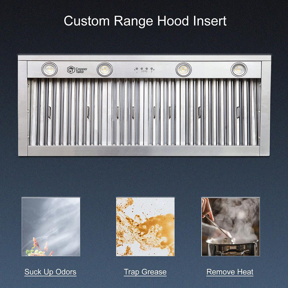 RHM Custom brushed brass range hood base price H11-custom ribs style f ...