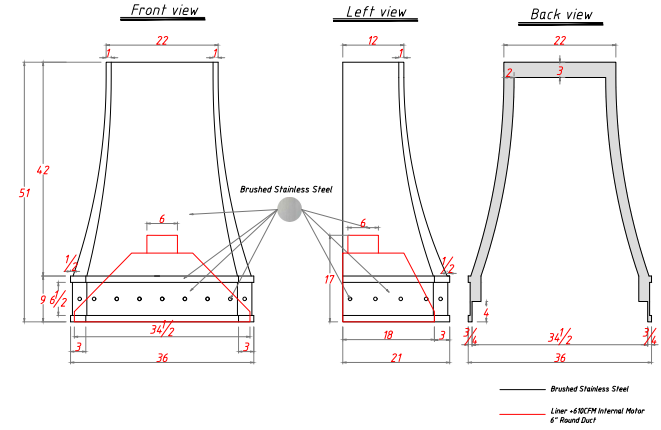 Curved Brushed Stainless Steel Custom Kitchen Hood SH3-C2TRR ...