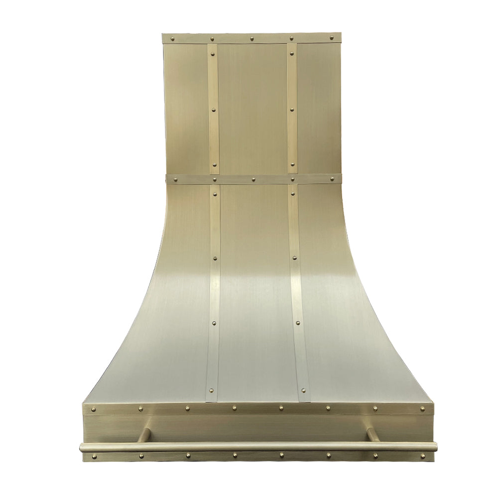RHM Brushed Brass Custom Range Hood with 30" Liner+610CFM Internal Mot ...