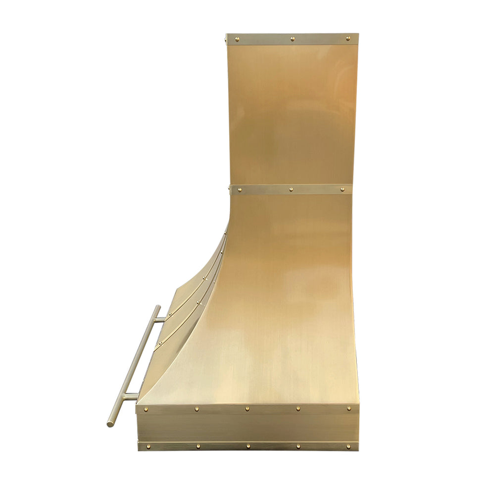 RHM Brushed Brass Custom Range Hood with 30" Liner+610CFM Internal Mot ...