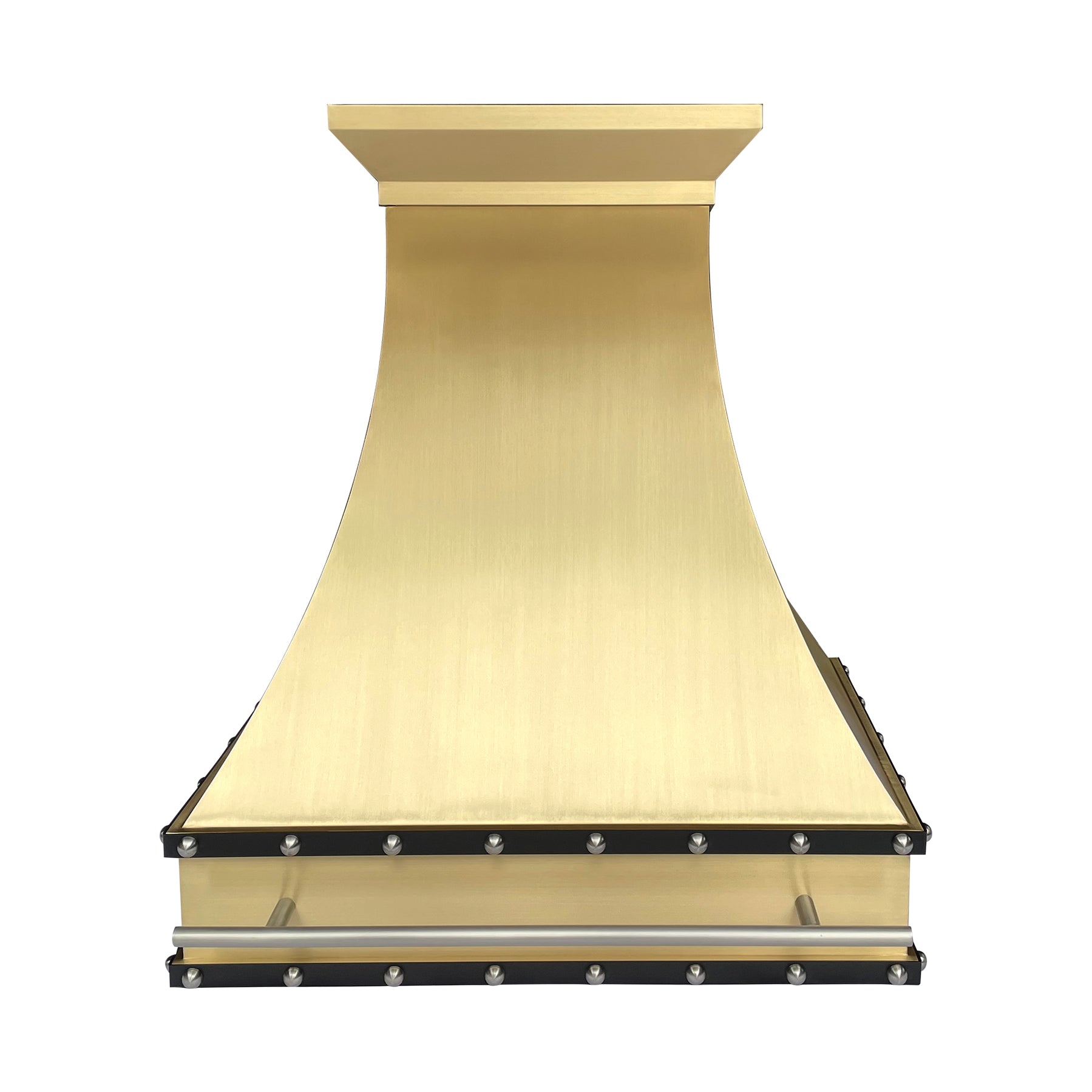 RHM Curved Brushed Brass Custom Range Hood with Black Accents SH7-C-6R ...