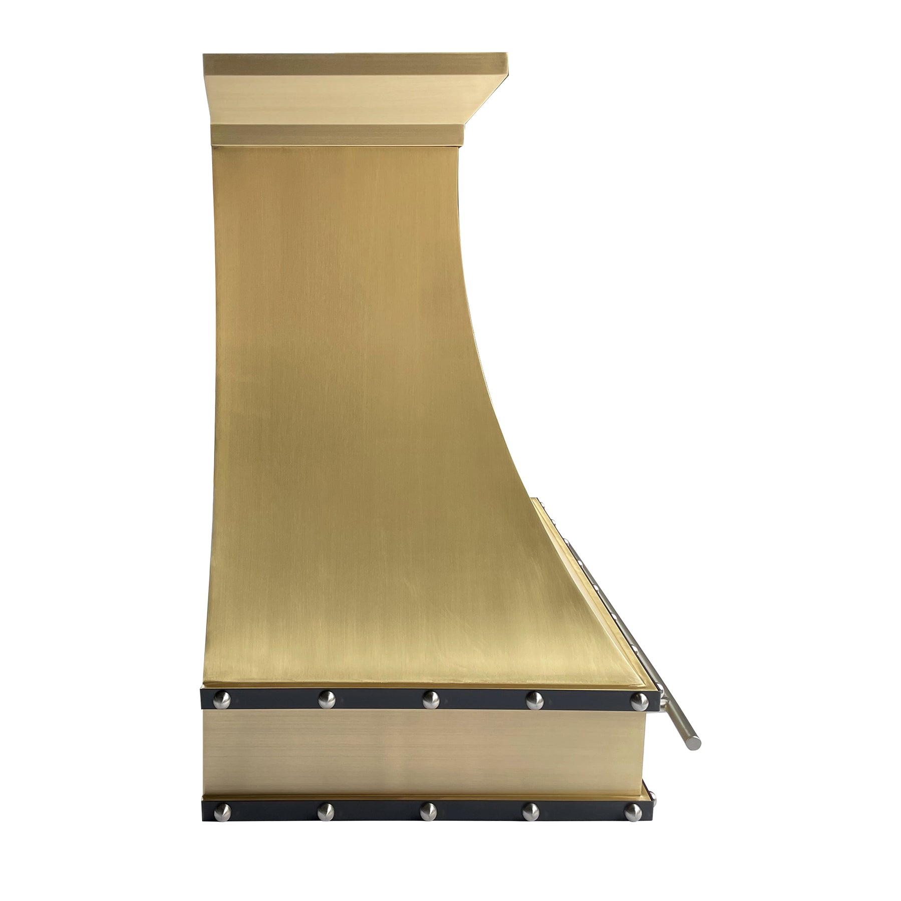 RHM Curved Brushed Brass Custom Range Hood with Black Accents SH7-C-6R ...