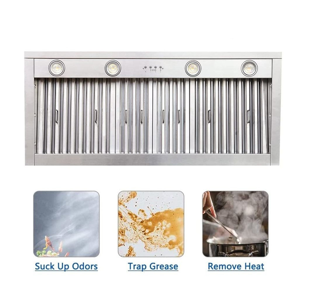 RHM Custom Stainless Steel Box Shape Range Hood with 3D Brass Bands SH ...