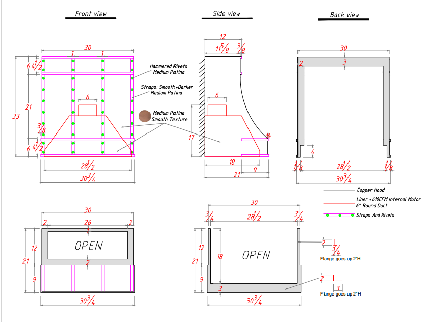 RHM Copper Under-Cabinet Kitchen Hood for Linda — Rangehoodmaster