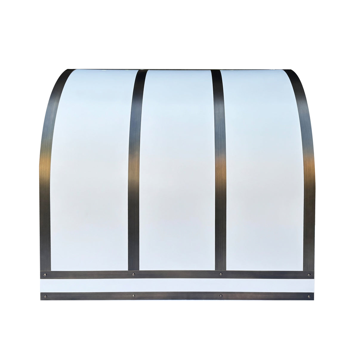 RHM Barrel Shaped Stainless Steel Range Hoods with Antique Brass Strap ...