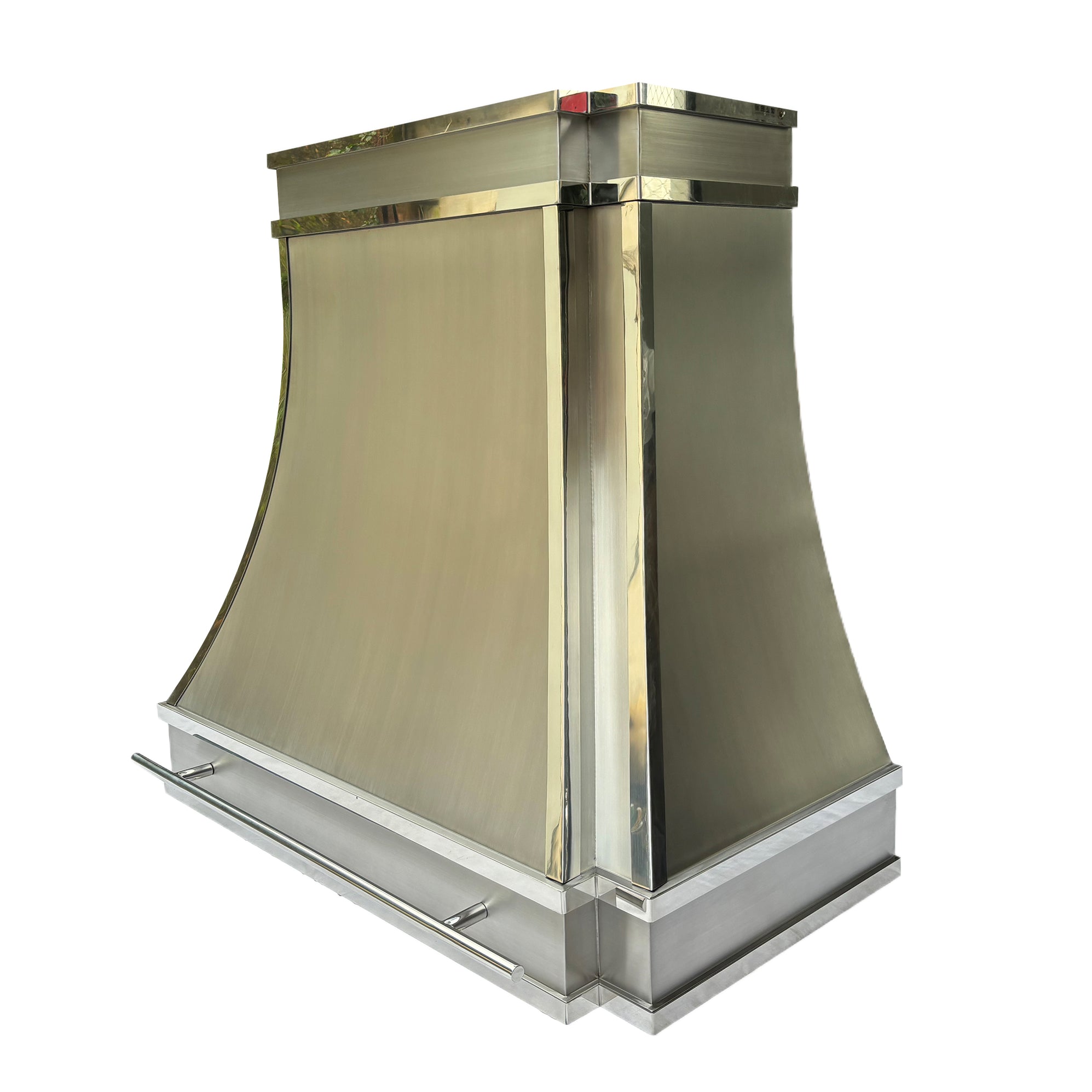 RHM Custom Metal Brushed Stainless Steel Range Hood Vent with Polished ...