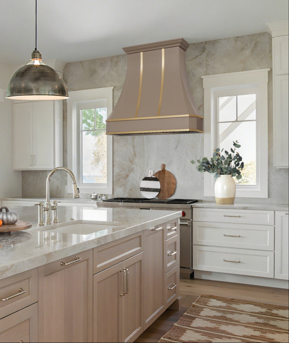 RHM Custom Painted Stainless Steel Range Hood with Brass Trims SH3-CP4 — Rangehoodmaster