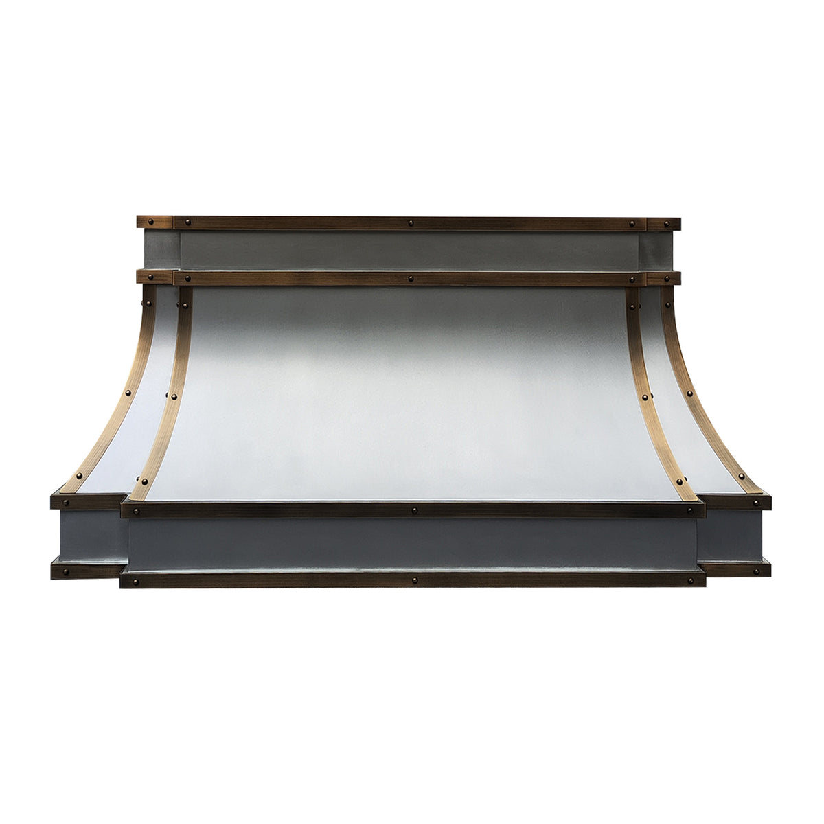 RHM Sweep Custom Metal Zinc Range Hood with Brass Accent Modern Curve ...