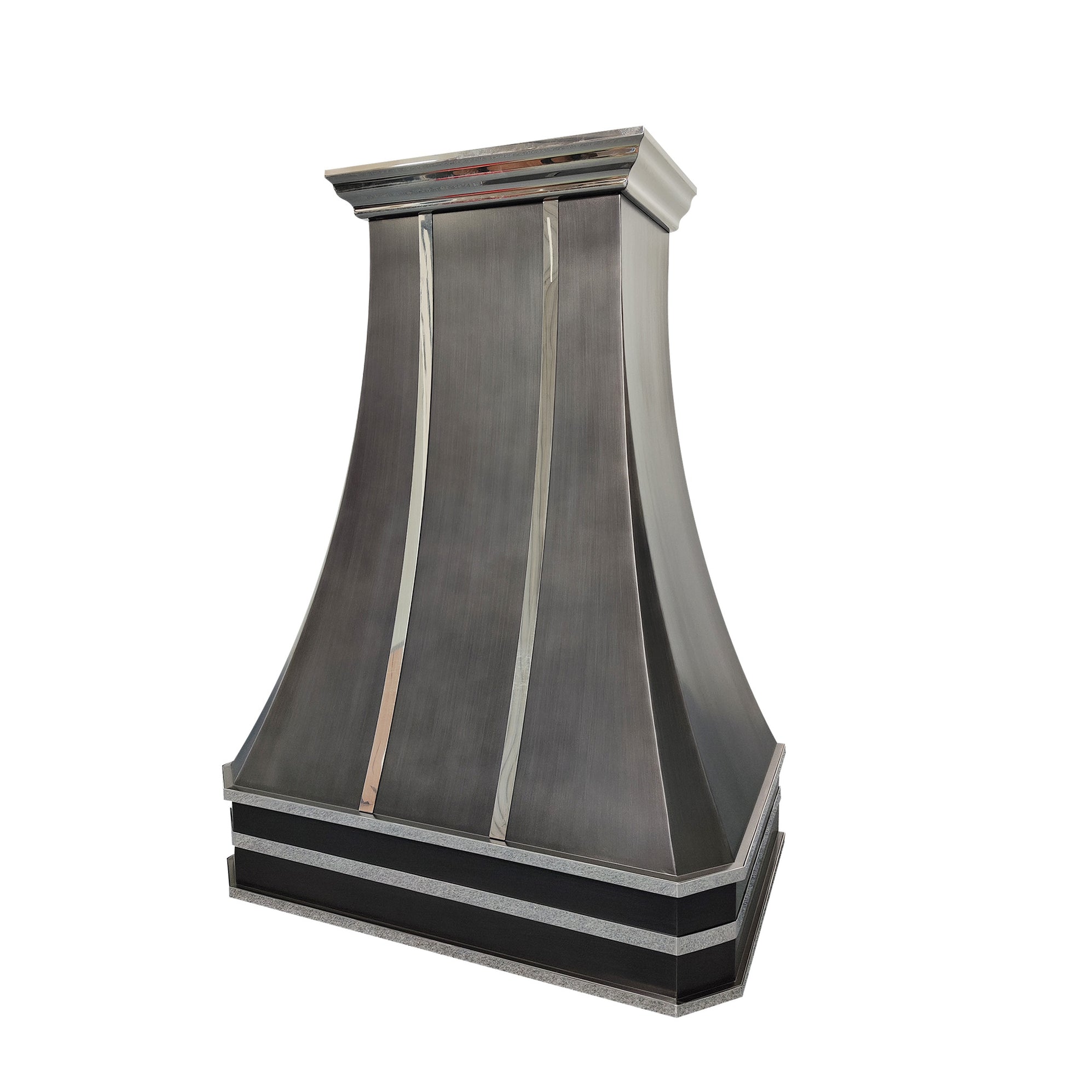 RHM Antique Gray Stainless Steel Range Hood Curved Shape with Polished ...