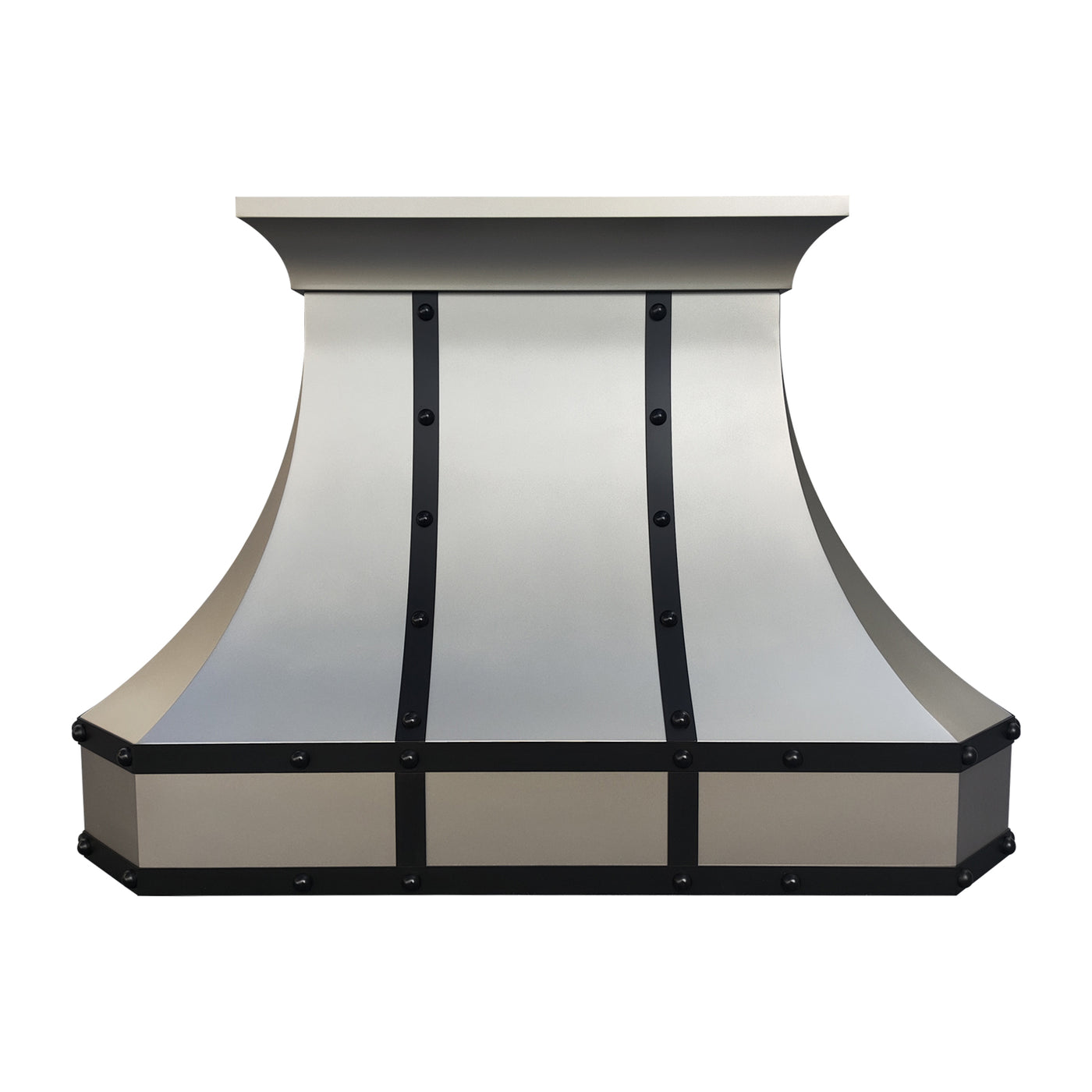 RHM Brushed Stainless Steel Range Hood Clipped Corner with Black Accen ...