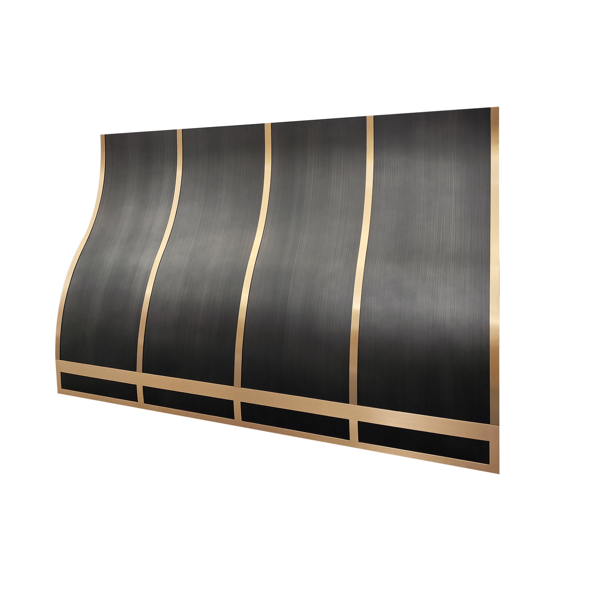 RHM Custom Ogee Luxury Gray Stainless Steel Kitchen Hood with Brass Tr ...