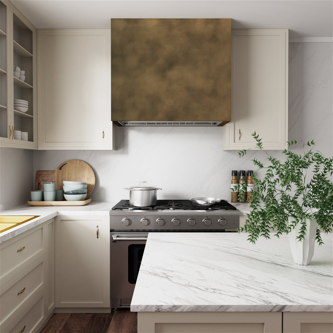 RHM Modern Box Brass Range Hood H5 for Allison's Project — Rangehoodmaster