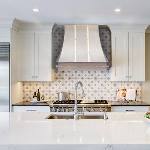 RHM Sweep Stainless Steel Custom Range Hood with Metal Bands H3 for Vi ...