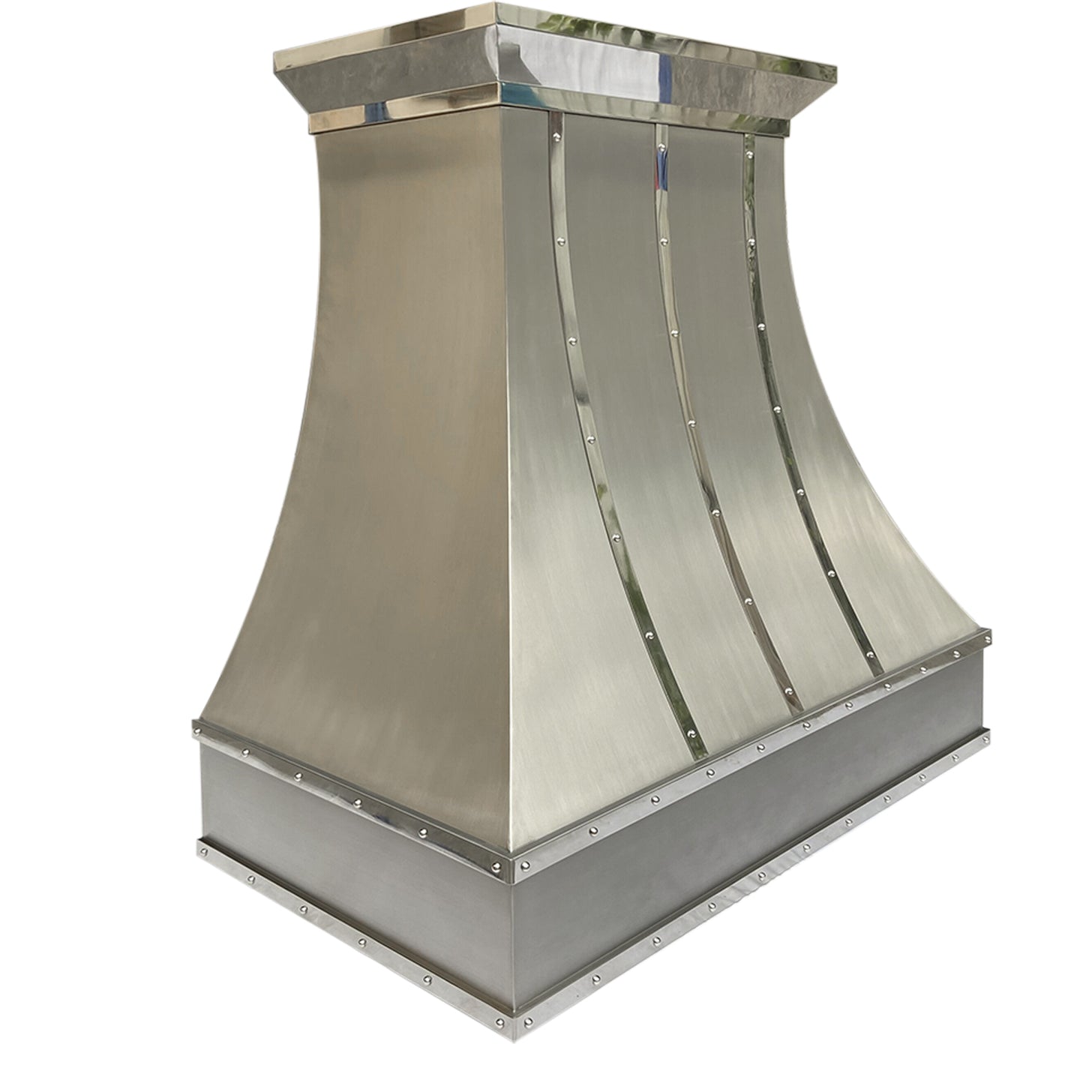 RHM Sweep Brushed Stainless Steel Custom Range Hood with Polished Band ...