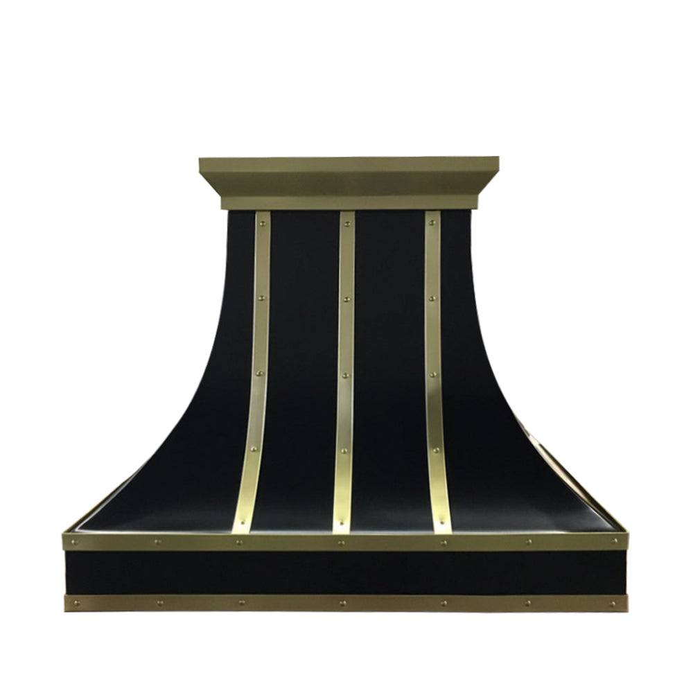 RHM Custom Metal Range Hood Black Stainless Steel with Brass Trims SH7 ...