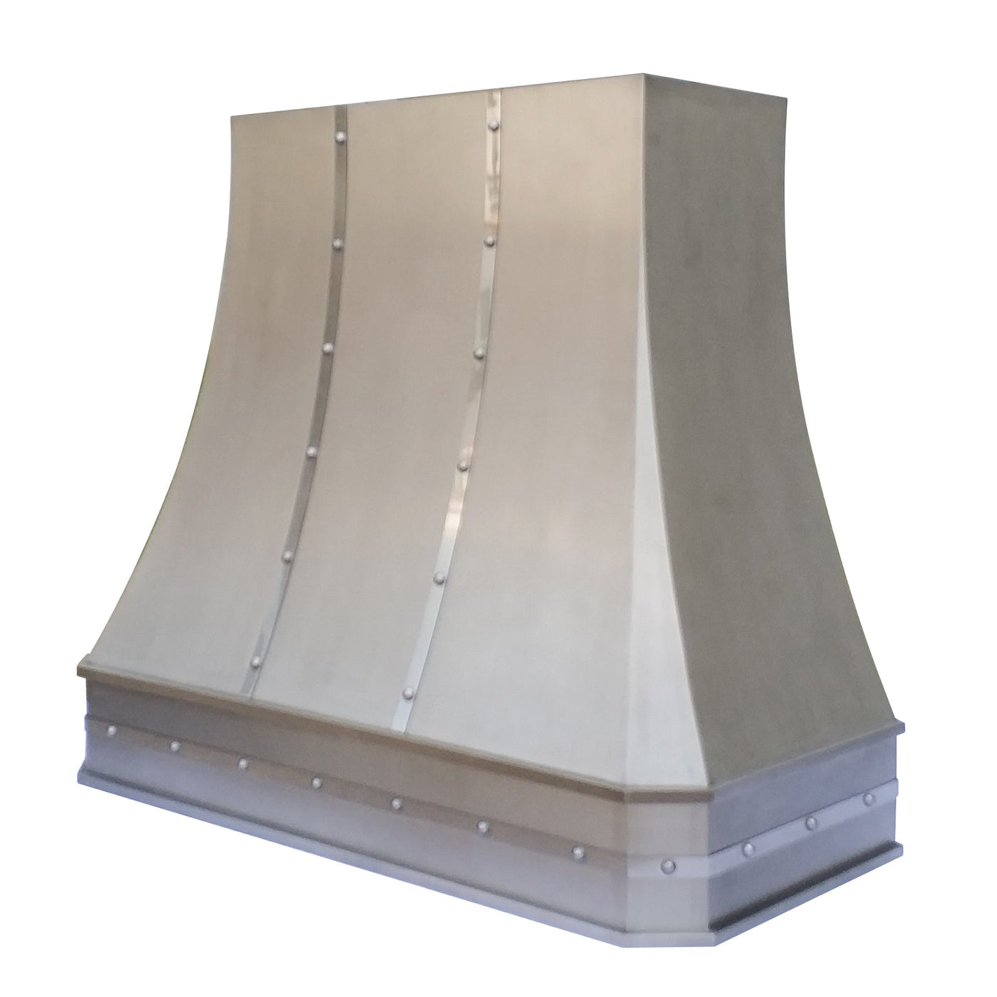 Sweep Stainless Steel Custom Range Hood with Metal Bands — Rangehoodmaster