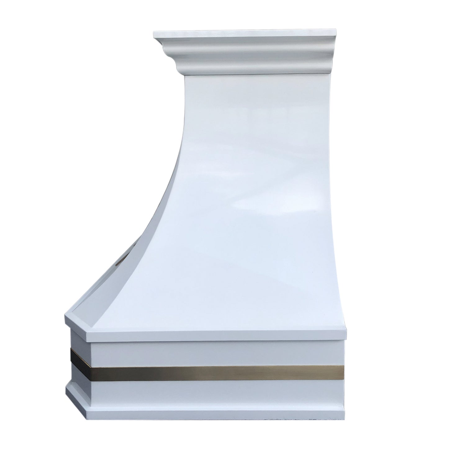 RHM Sweep White Stainless Steel Custom Range Hood with Brass Bands SH3 ...