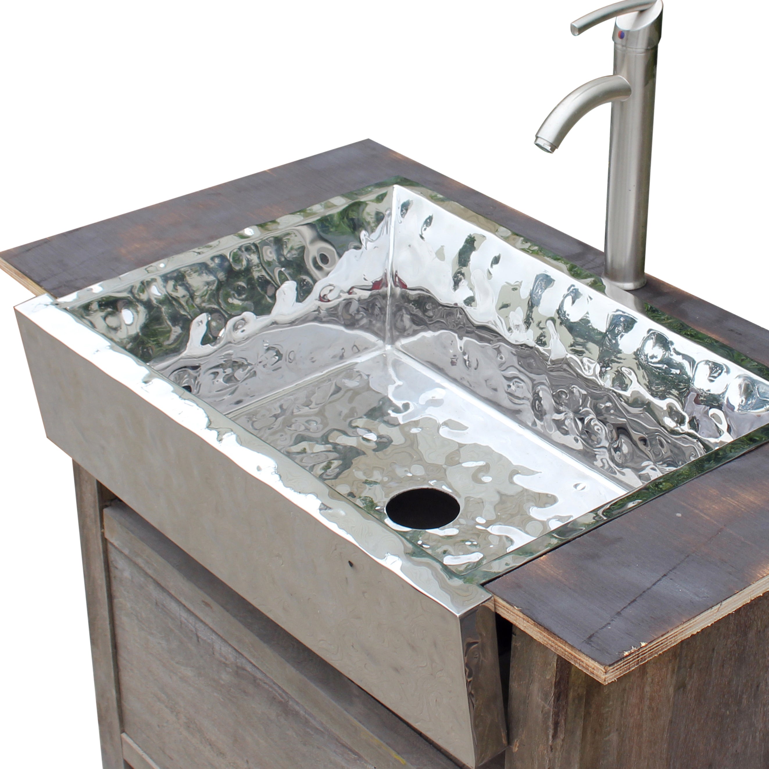 Water Ripple Shaped Hammered Farmhouse Stainless Steel Sink ...