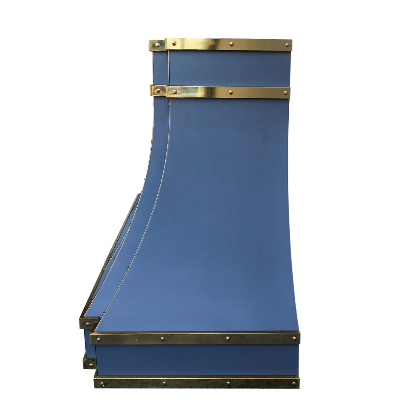 RHM Blue Grey Stainless Steel Custom Range Hoods with Brass Bands SH33 ...