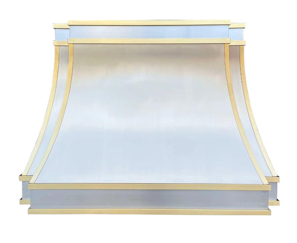 RHM Sweep Stainless Steel Custom Range Hood with Brass Trims SH33-C4BS ...