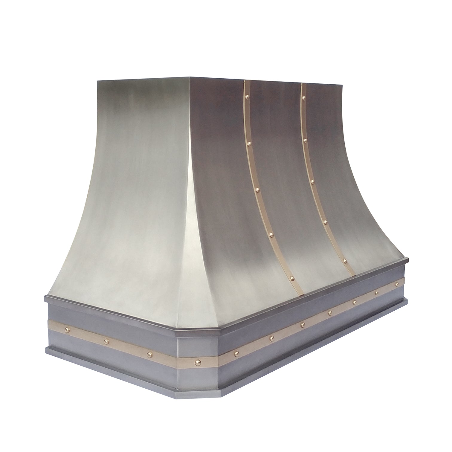 Sweep Stainless Steel Custom Range Hood with Metal Bands — Rangehoodmaster