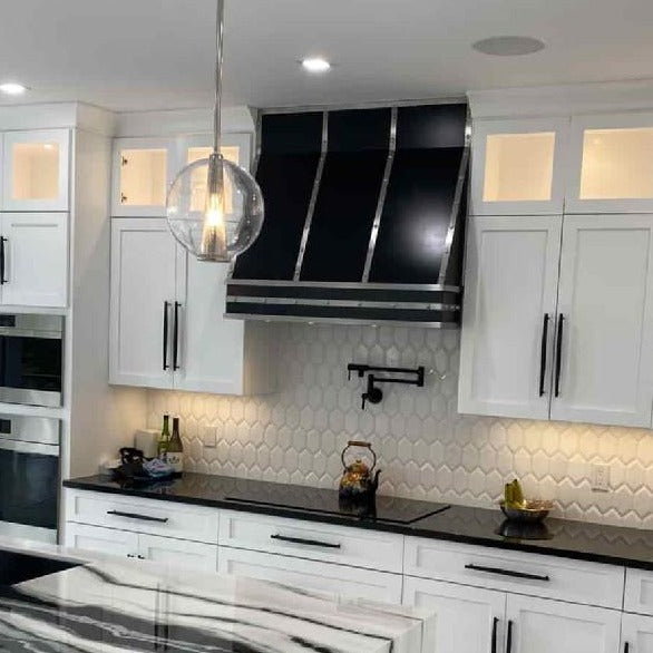 Angled Black Stainless Steel Custom Range Hoods SH11-4TRM — Rangehoodmaster